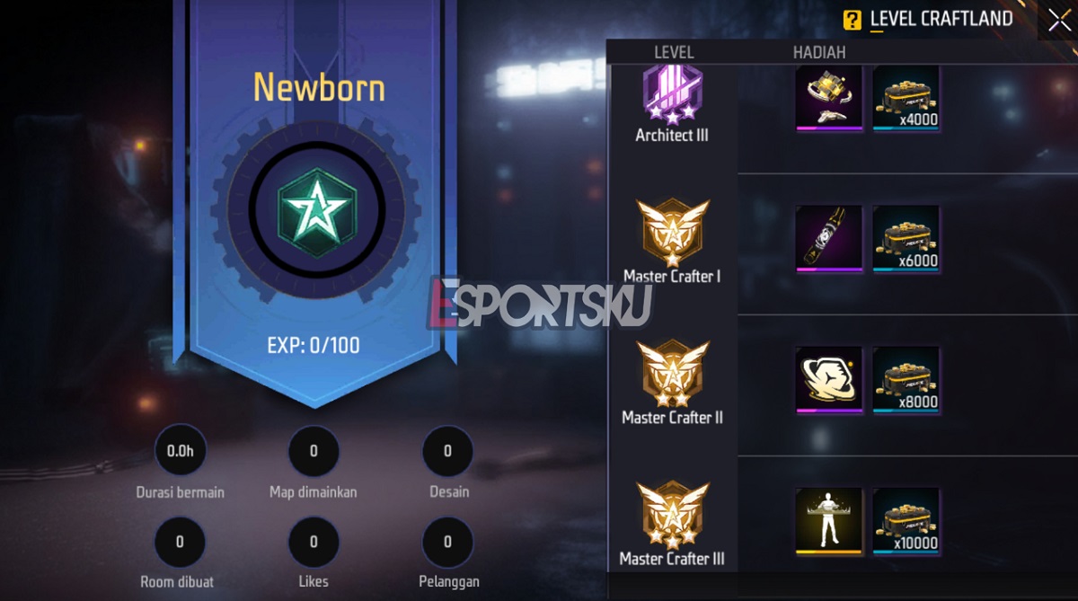 Hadiah Level Up Craftland Free Fire (FF) Terbaru – Esportsku