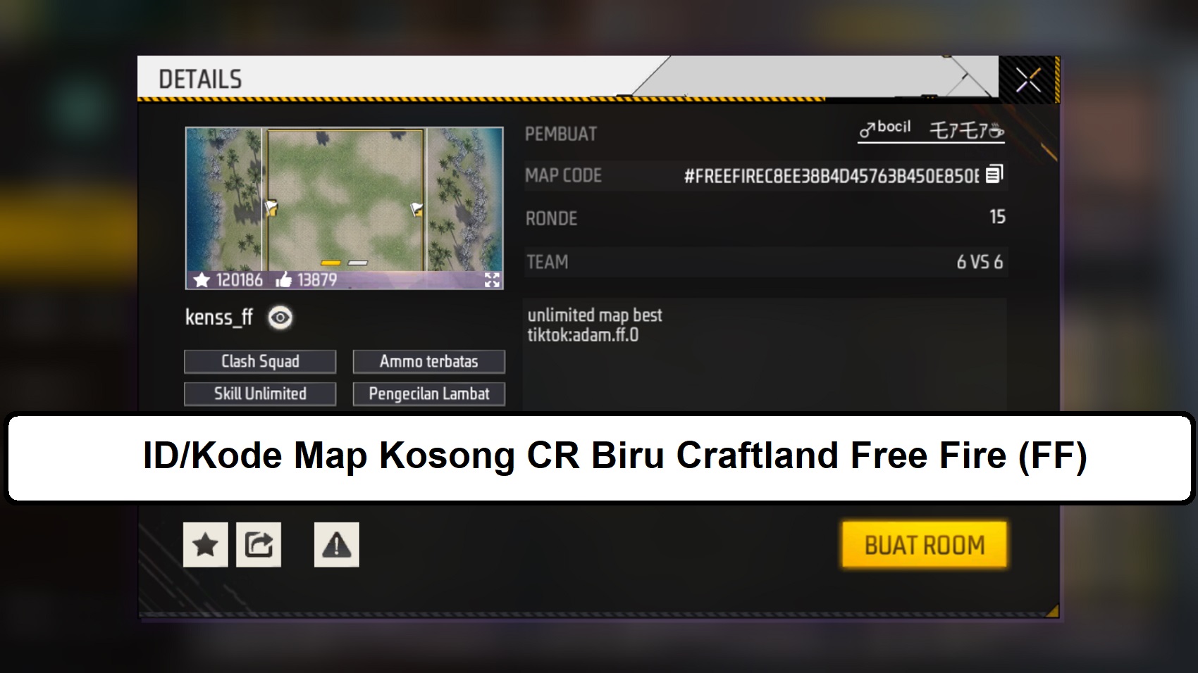 ID/Kode Map Kosong CR Biru Craftland Free Fire (FF) – Esportsku