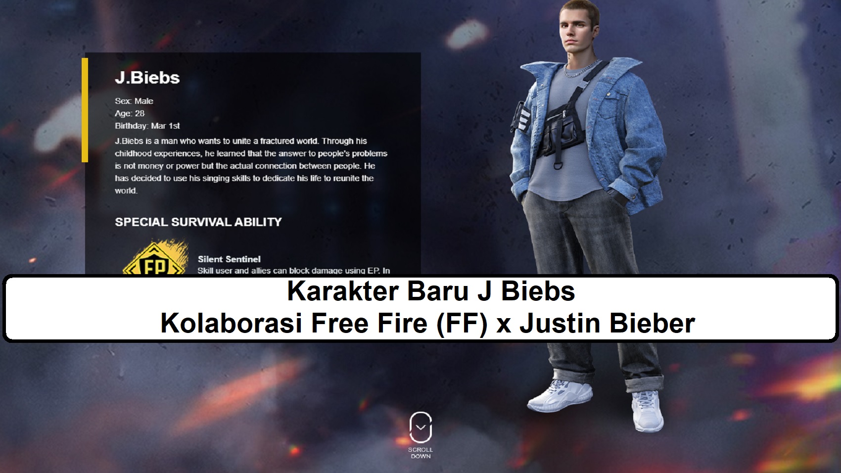 Karakter Baru J Biebs Kolaborasi Free Fire (FF) x Justin Bieber – Esportsku