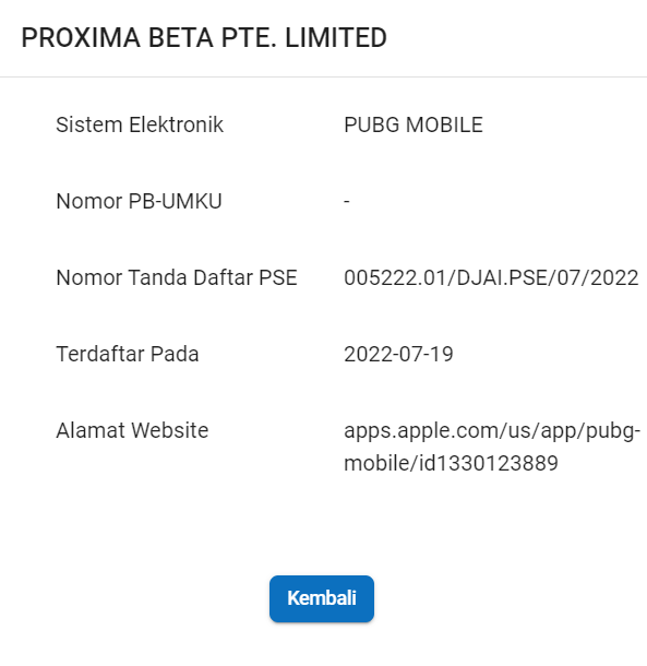 Giliran PUBG Mobile terdaftar PSE Asing Kominfo – Esportsku