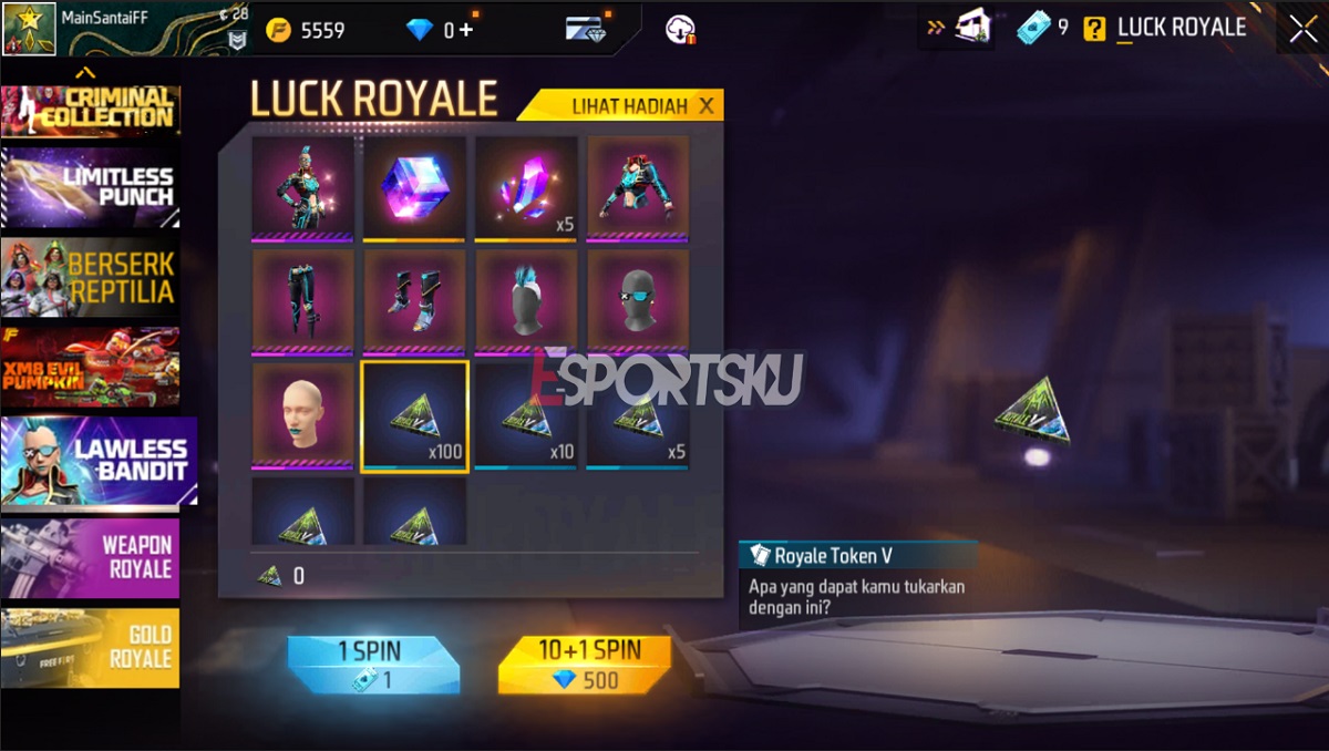 Cara Dapatkan Token Royale V Free Fire (FF) – Esportsku