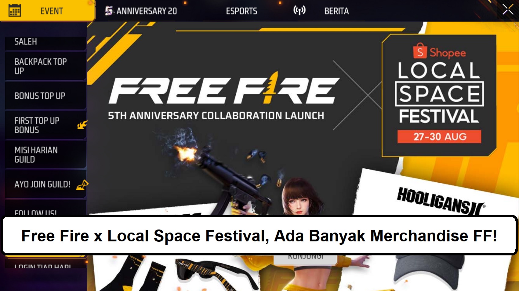 Free Fire x Local Space Festival, Ada Banyak Merchandise FF! – Esportsku