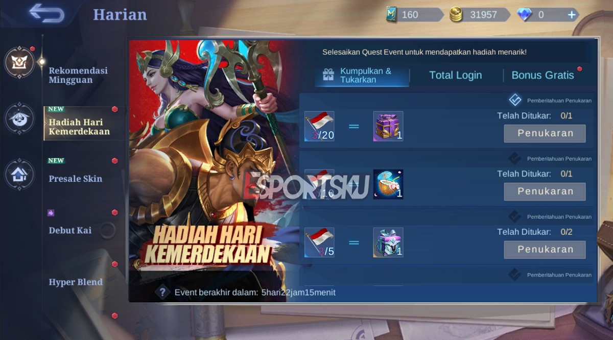 Hadiah Event Kemerdekaan Indonesia 2022 Mobile Legends (ML) – Esportsku