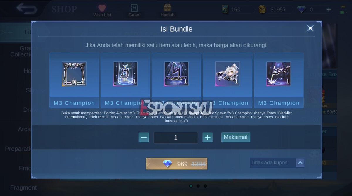Isi Hadiah M3 Champion Bundle Mobile Legends (ML) – Esportsku
