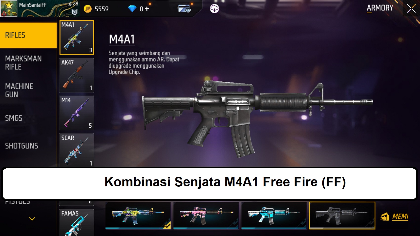 5 Kombinasi Senjata M4A1 Free Fire (FF) – Esportsku