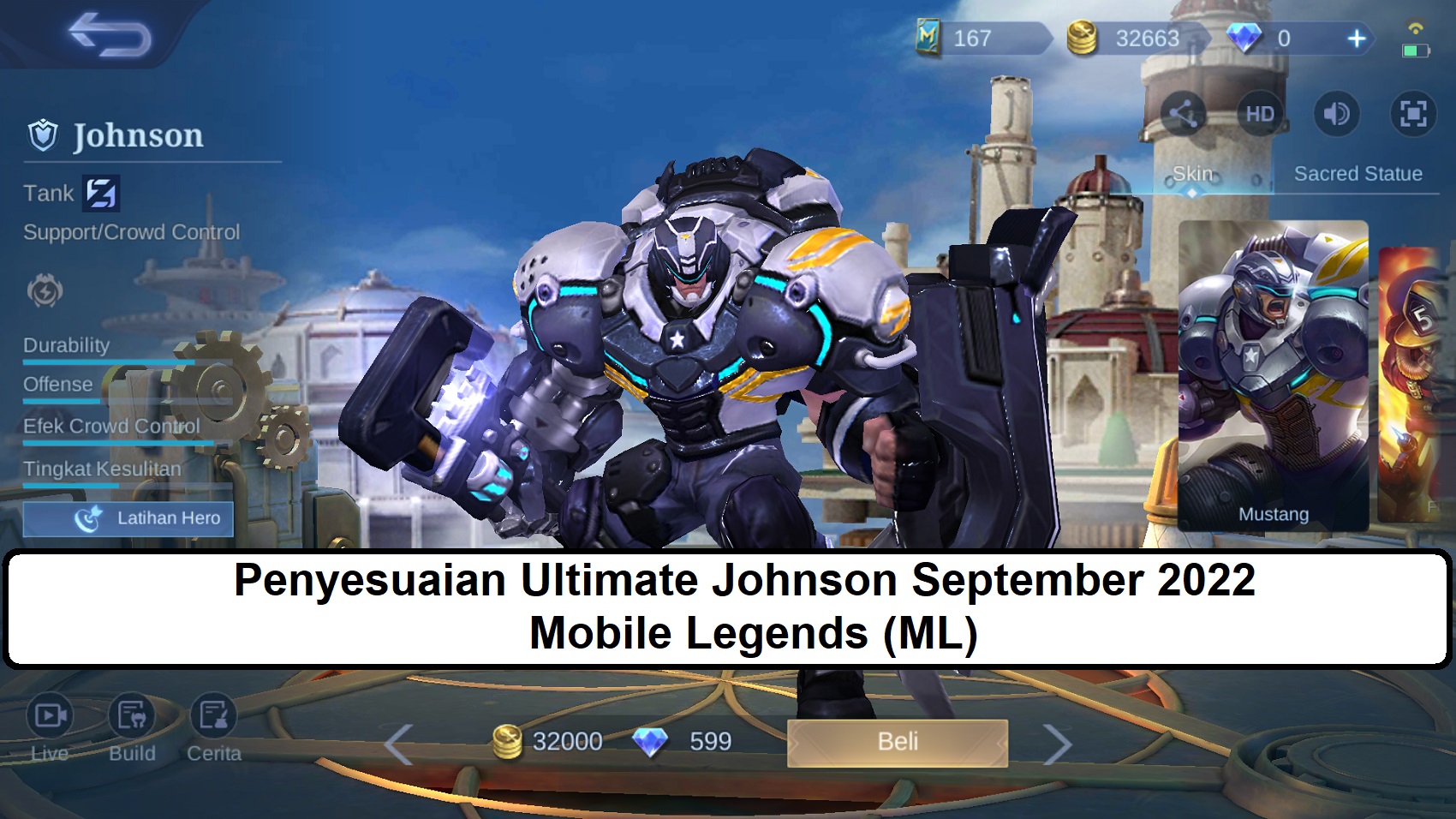 Penyesuaian Ultimate Johnson September 2022 Mobile Legends (ML) – Esportsku