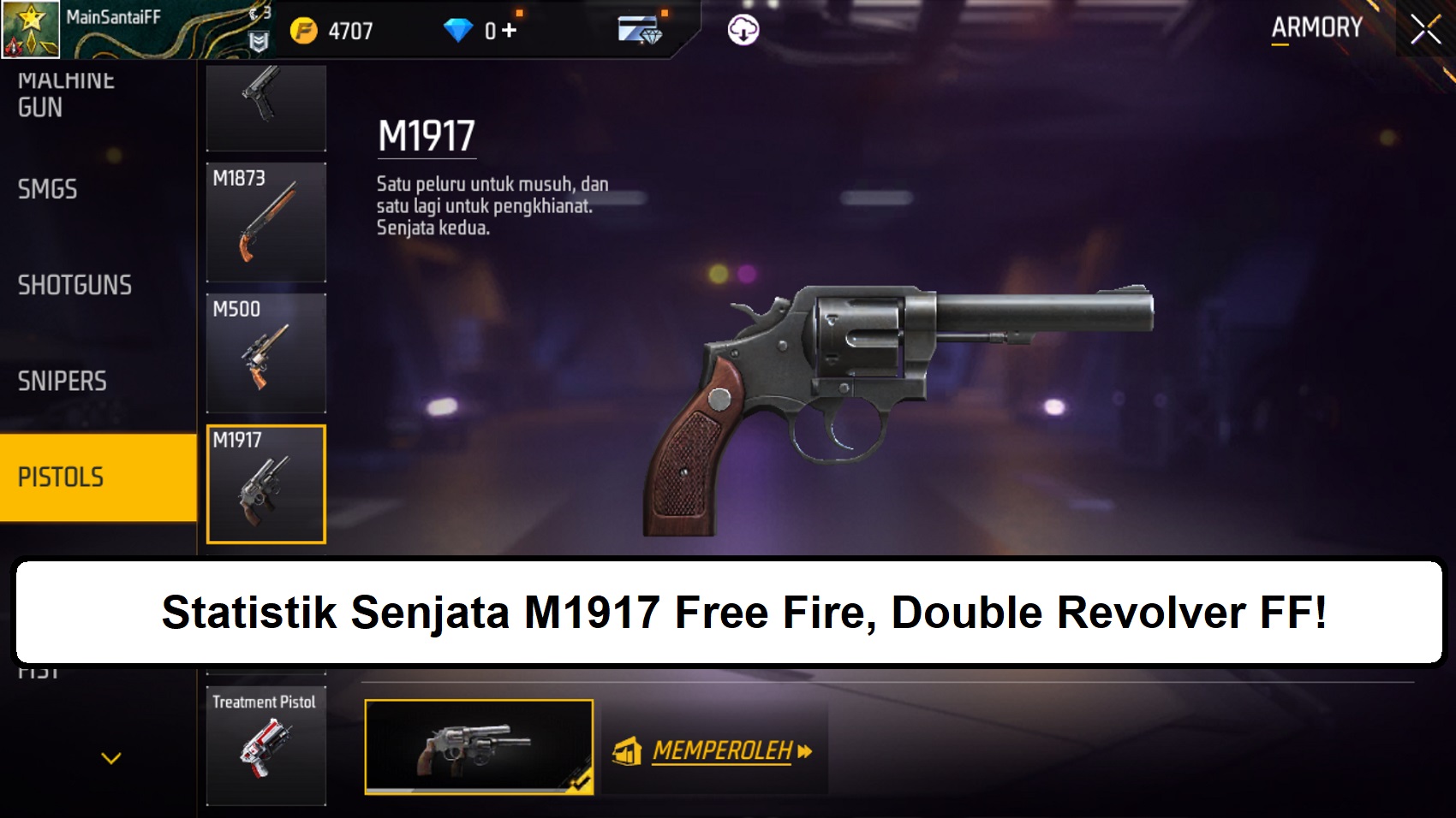 Statistik Senjata M1917 Free Fire, Double Revolver FF! – Esportsku