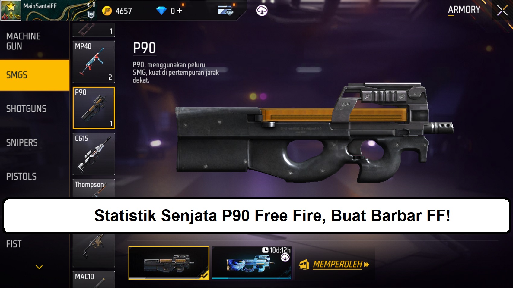 Statistik Senjata P90 Free Fire, Buat Barbar FF! – Esportsku