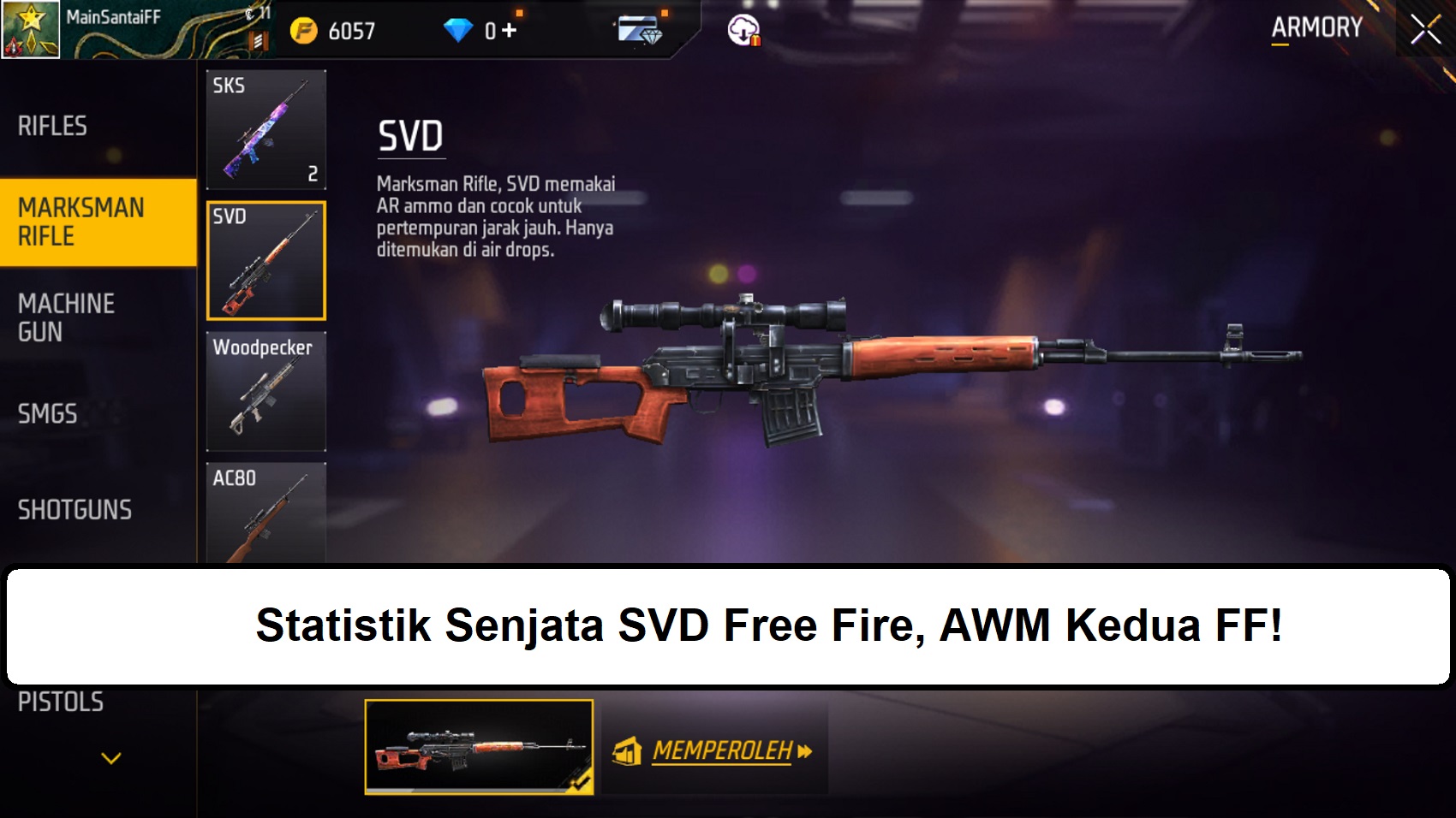 Statistik Senjata SVD Free Fire, AWM Kedua FF! – Esportsku