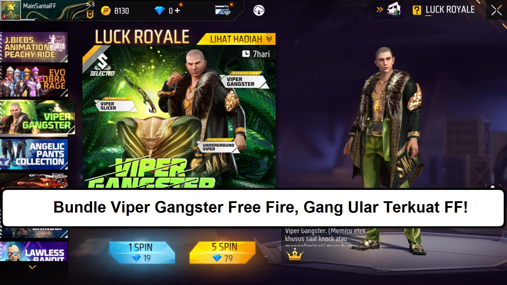 Bundle Viper Gangster Free Fire, Gang Ular Terkuat FF! – Esportsku