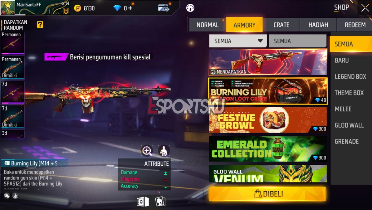 Cara Dapatkan Burning Lily Weapon Crate Free Fire (FF) – Esportsku