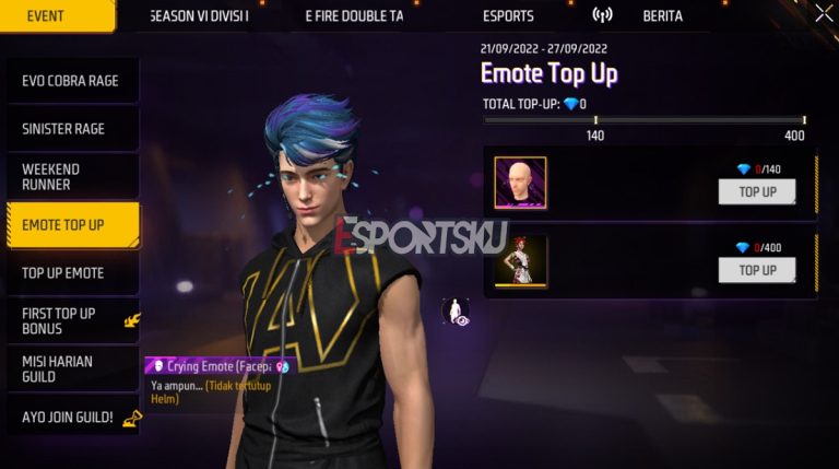 Cara Dapatkan Facepaint Crying Emote Free Fire (FF) – Esportsku