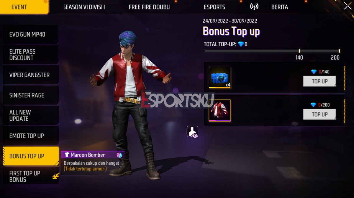 Cara Dapatkan Jaket Maroon Bomber Free Fire (FF) – Esportsku