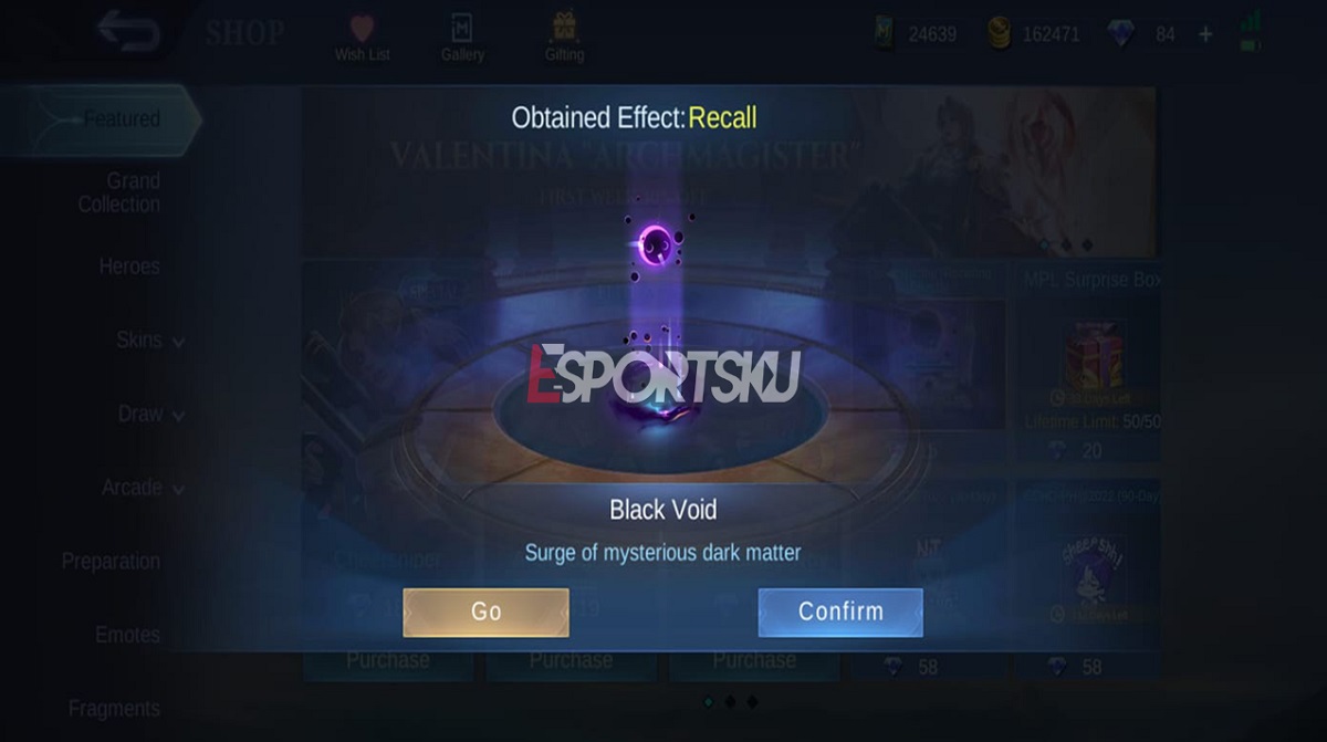 Pola Recall Epic Black Void Mobile Legends (ML) – Esportsku