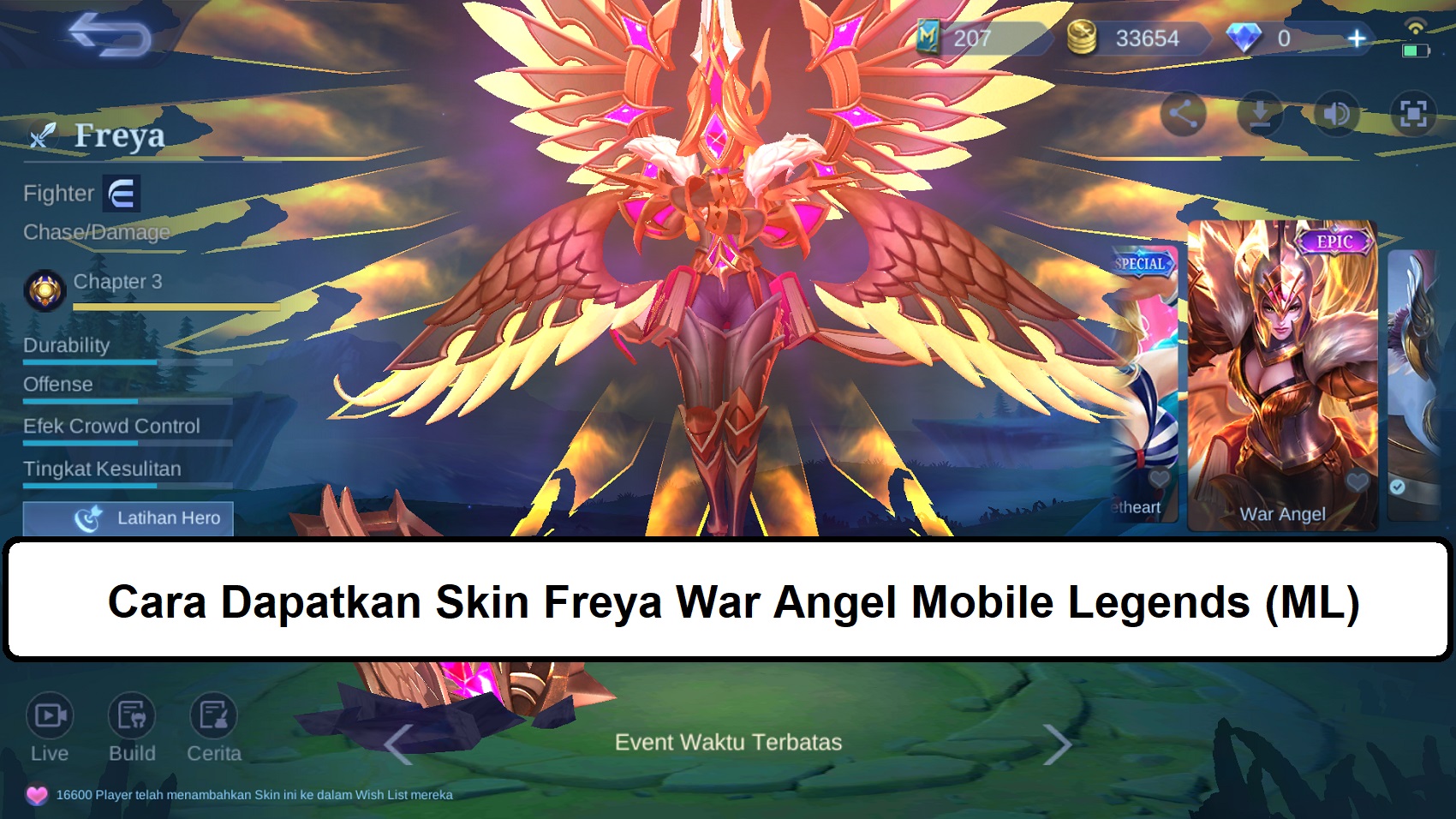 Cara Dapatkan Skin Freya War Angel Mobile Legends (ML) – Esportsku