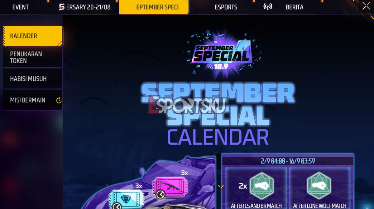 Jadwal Event September Special 2022 Free Fire (FF) – Esportsku