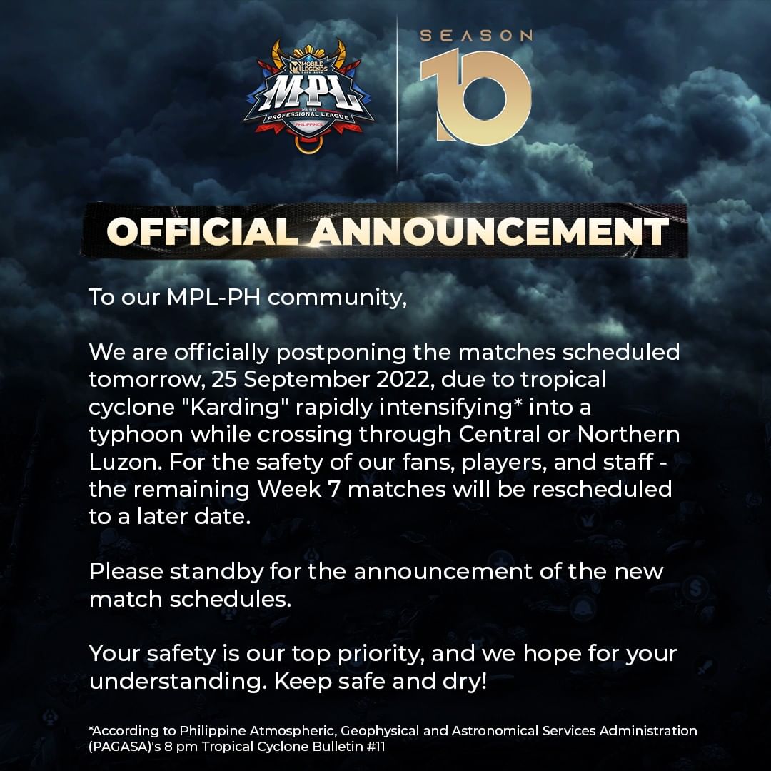 Pertandingan Week 7 MPL PH Mobile Legends (ML) Ditunda – Esportsku