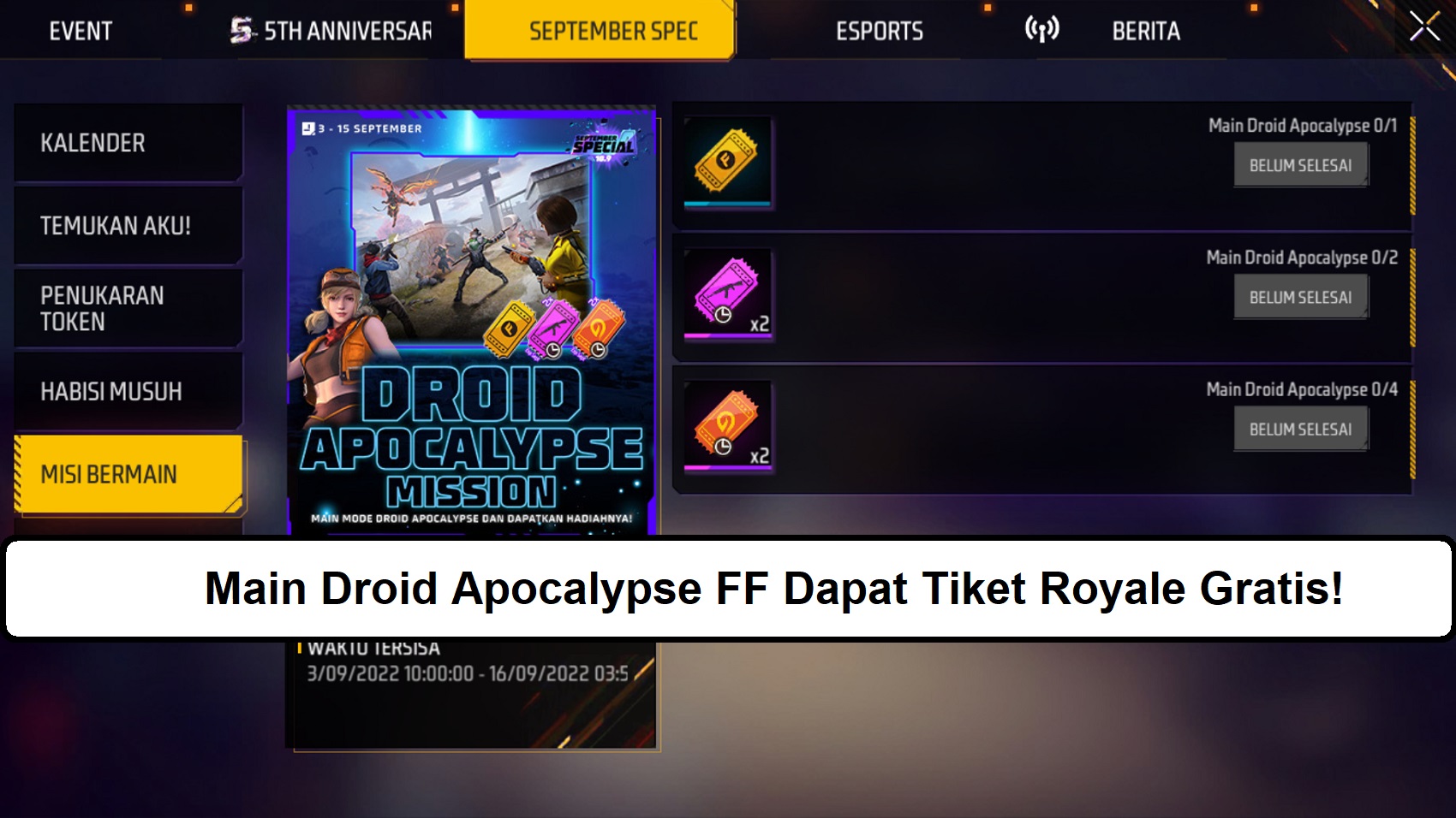 Main Droid Apocalypse FF Dapat Tiket Royale Gratis! – Esportsku