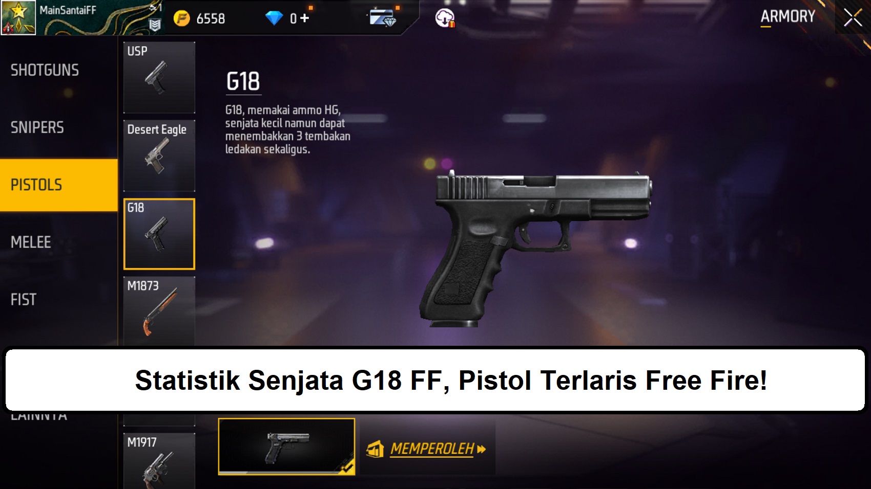 Statistik Senjata G18 FF, Pistol Terlaris Free Fire! – Esportsku