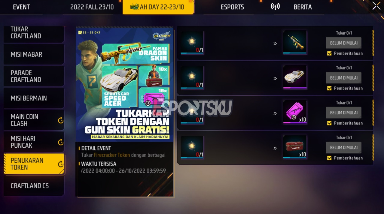 Cara Dapatkan Gun Skin Famas Dragon dan Sports Car Speed Acer FF ...