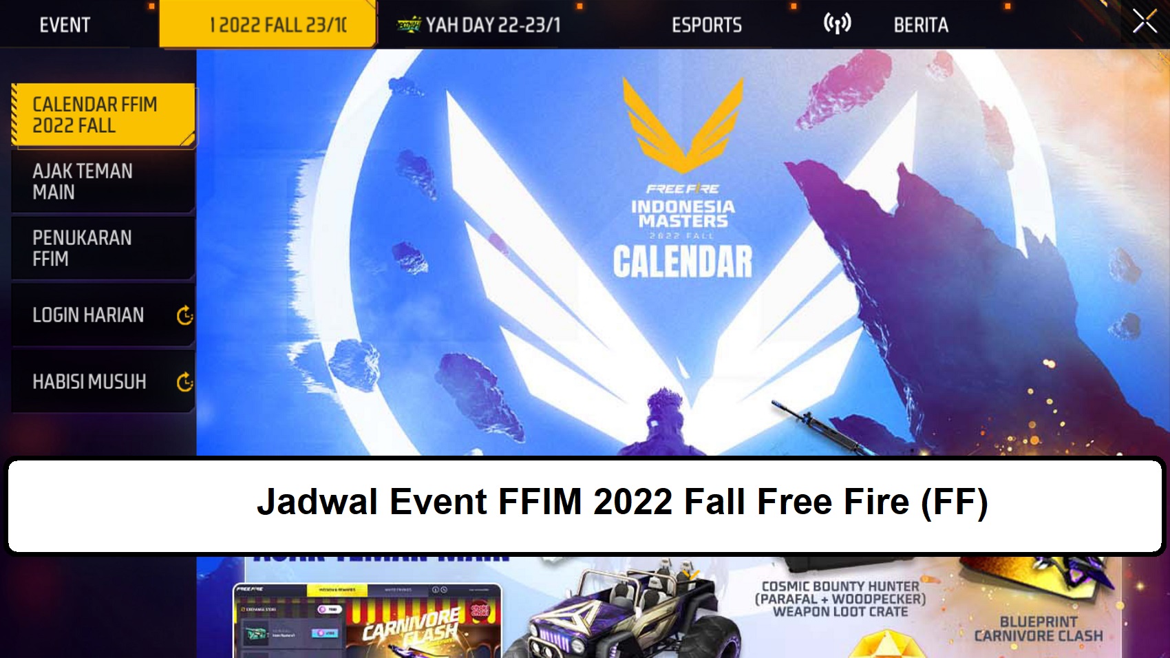 Jadwal Event FFIM 2022 Fall Free Fire (FF) – Esportsku