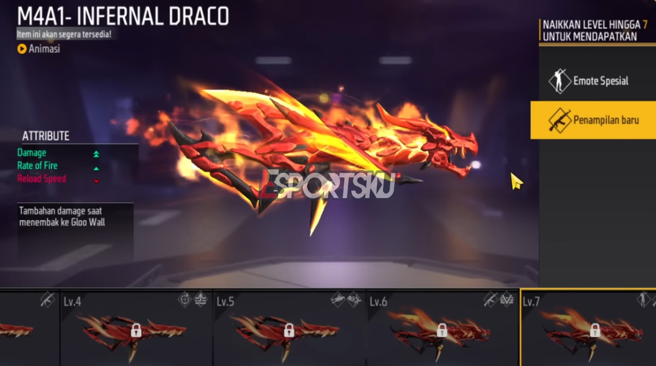 7 Level Evolution Gun M4A1 FF, Infernal Draco Free Fire! – Esportsku