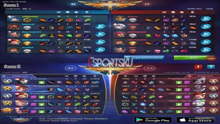 Tampilan Awal Game Mobile Legends (ML) Dari Season 1 sampai 11 ...