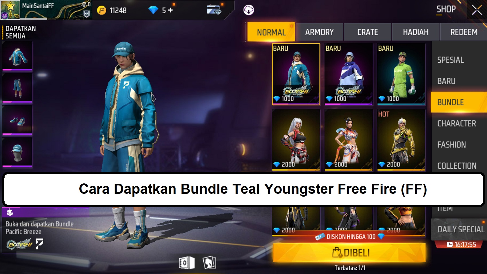 Cara Dapatkan Bundle Teal Youngster Free Fire (FF) – Esportsku