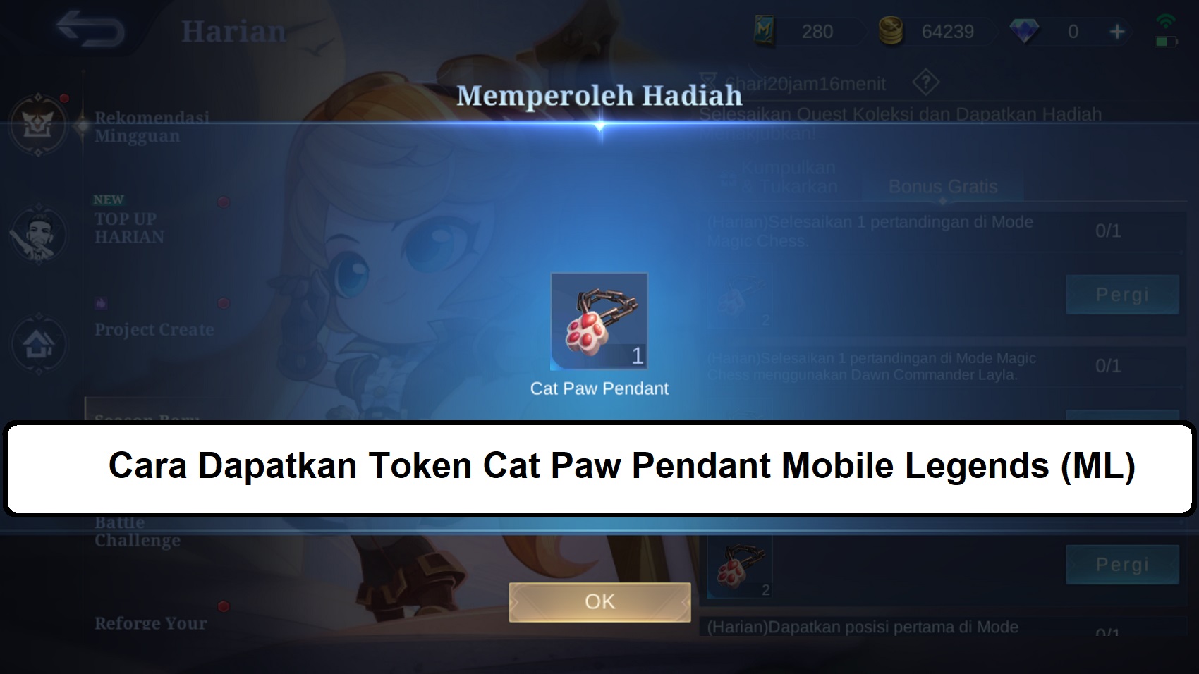Cara Dapatkan Token Cat Paw Pendant Mobile Legends (ML) – Esportsku