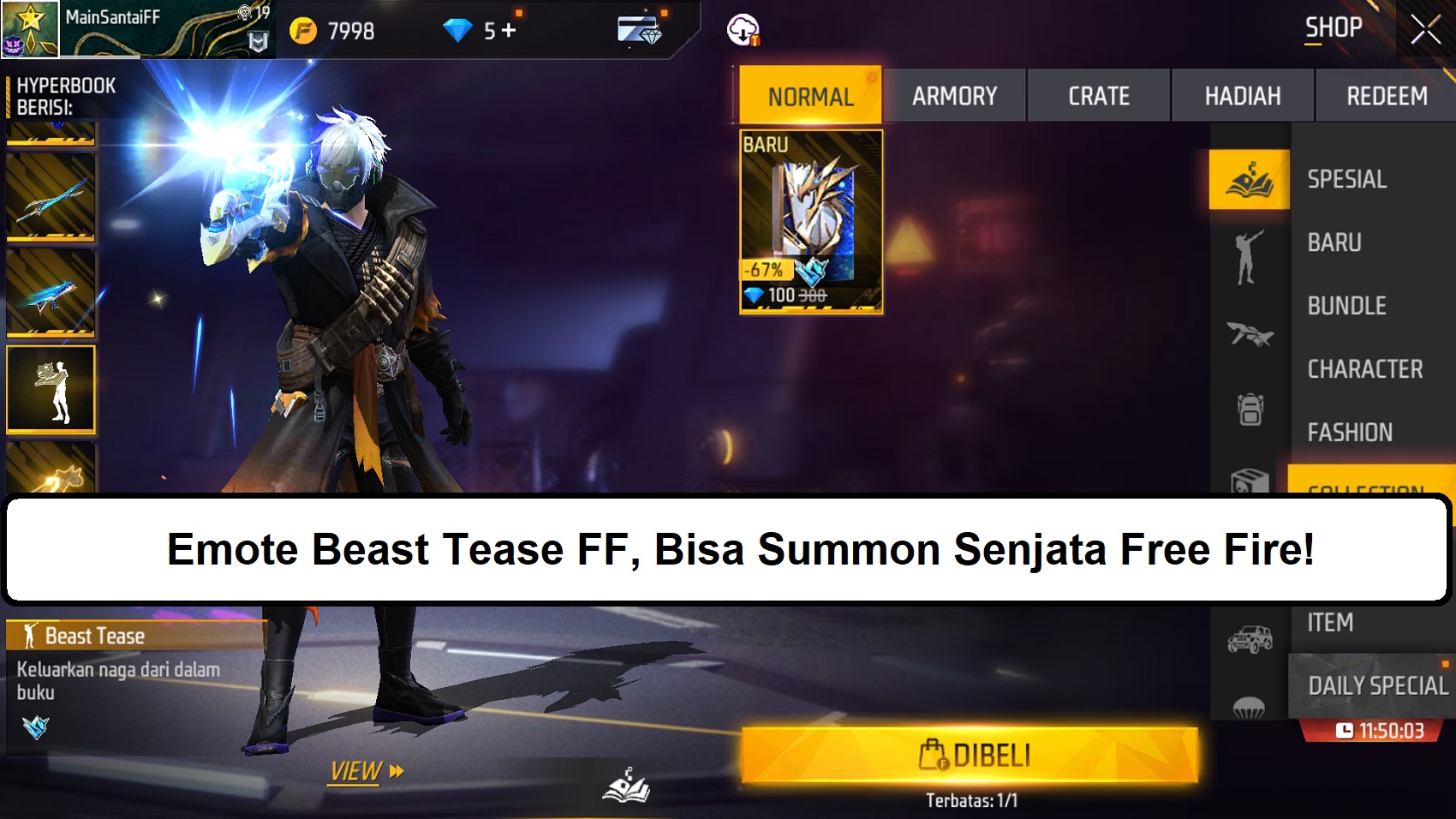 Emote Beast Tease FF, Bisa Summon Senjata Free Fire! – Esportsku