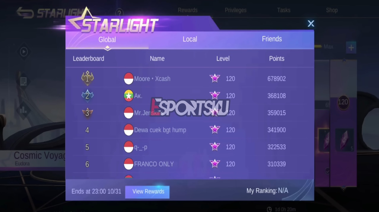 Cara Menjadi Top Leaderboard Starlight Mobile Legends (ML) – Esportsku