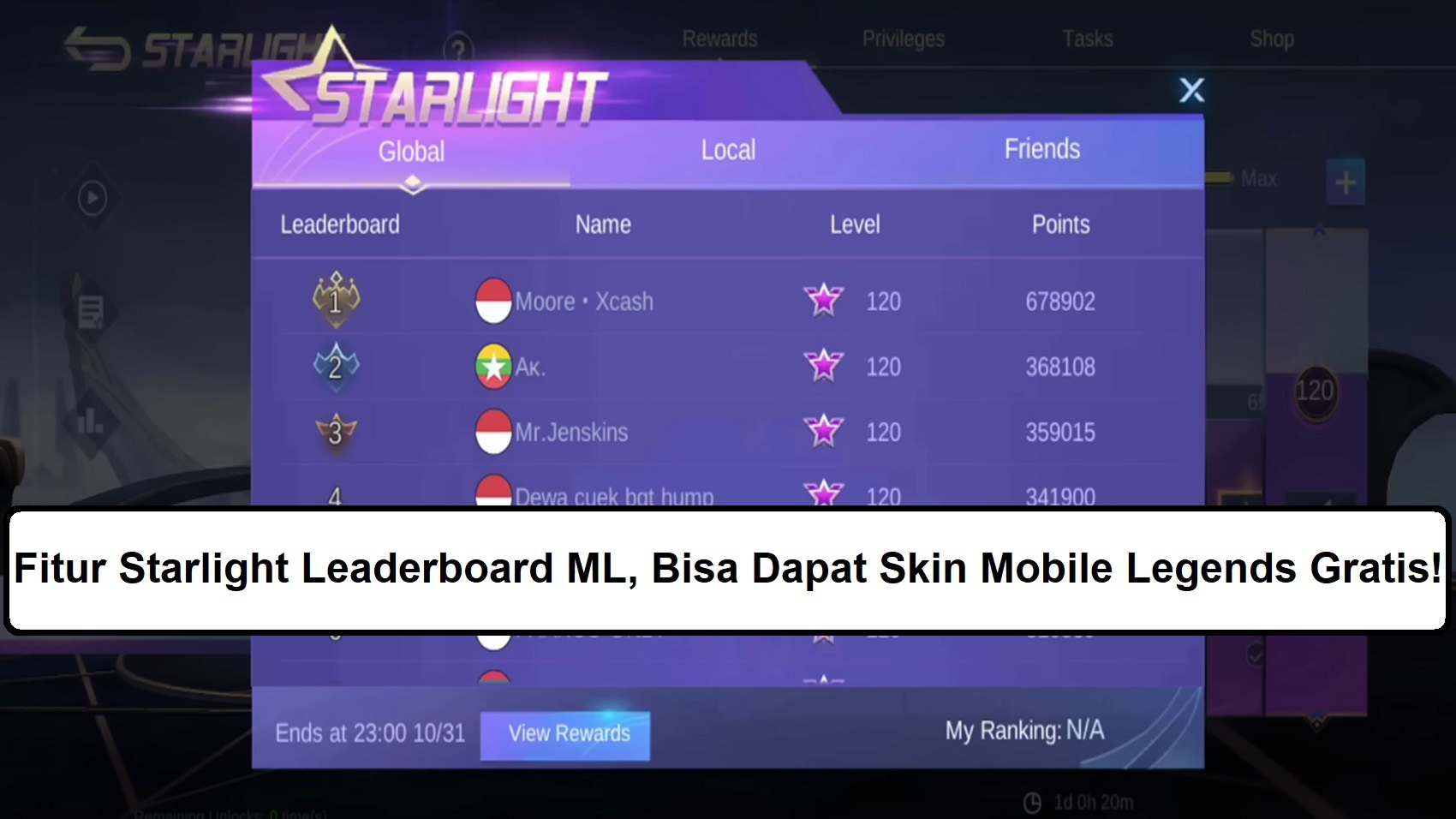 Fitur Starlight Leaderboard ML, Bisa Dapat Skin Mobile Legends Gratis ...