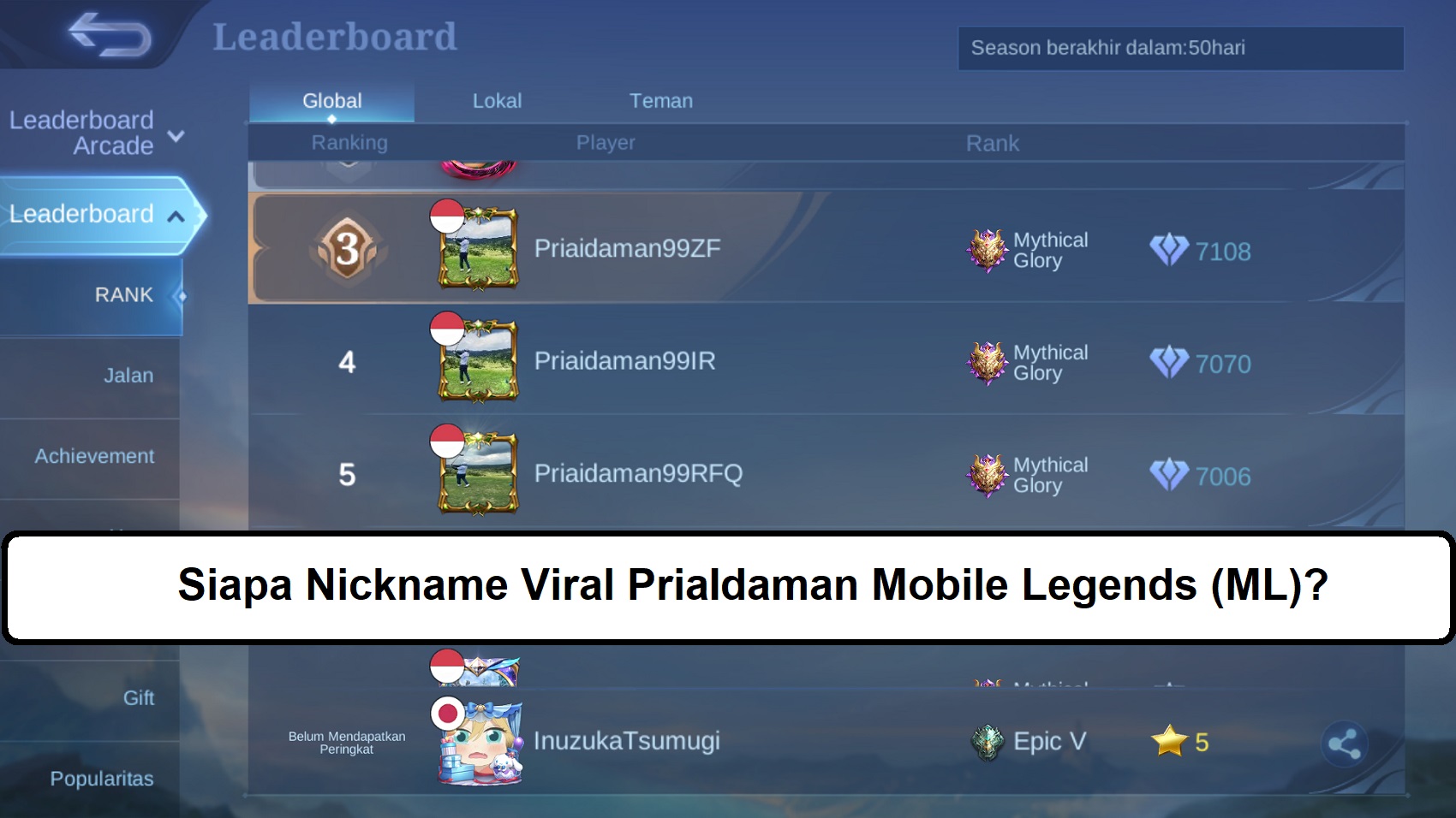 Siapa Nickname Viral PriaIdaman Mobile Legends (ML)? – Esportsku