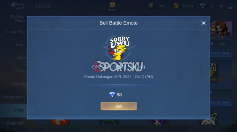 Cara Dapatkan Battle Emote Sorry UWU Mobile Legends (ML) – Esportsku