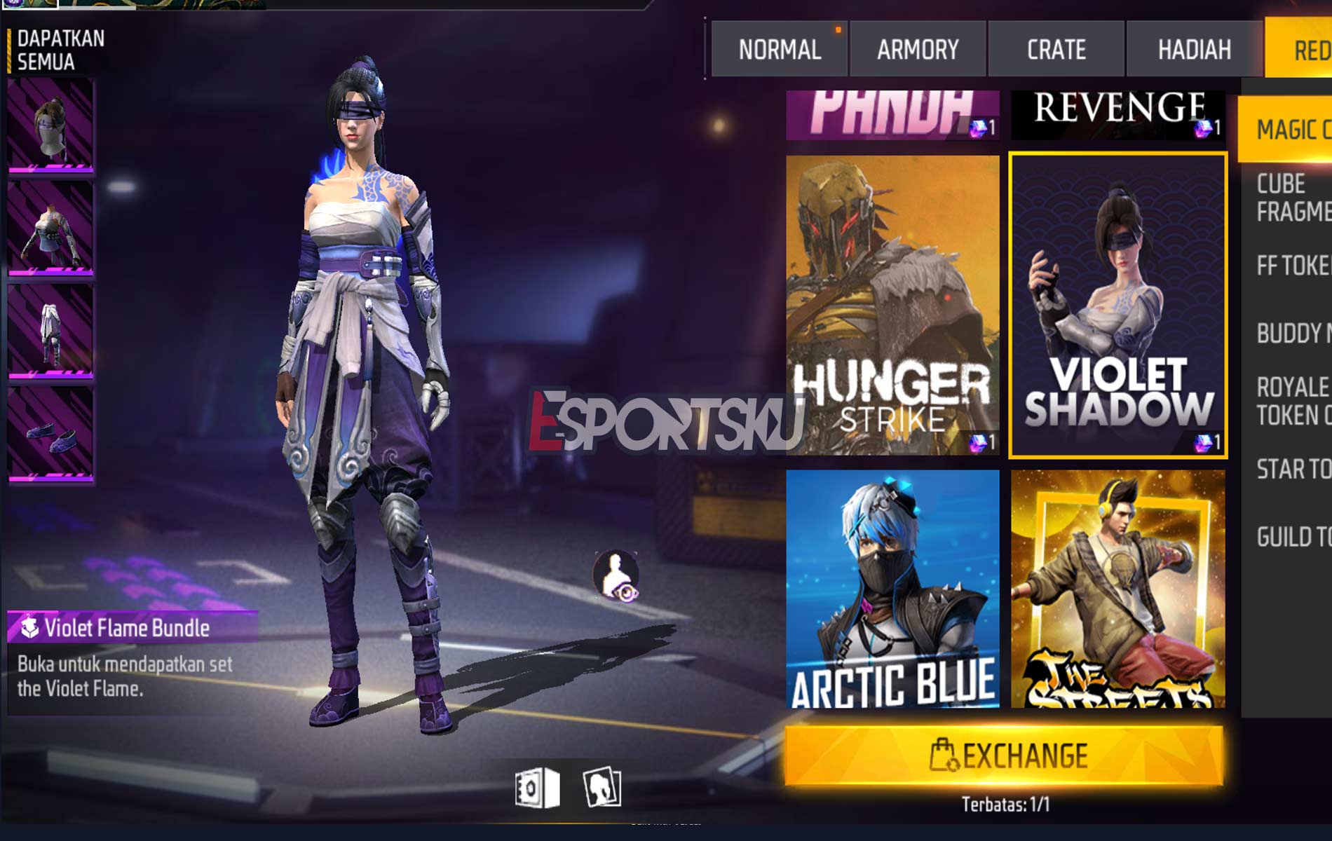 Cara Dapatkan Bundle Violet Shadow Free Fire (FF) – Esportsku