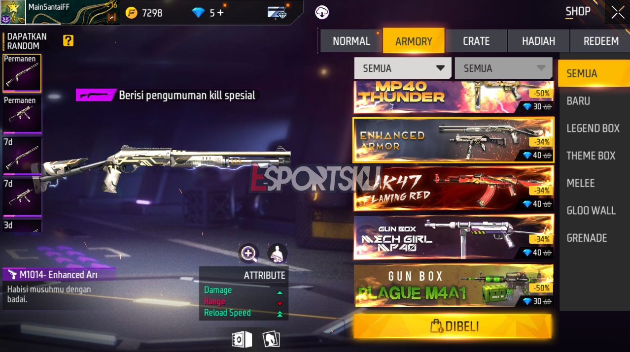 Harga Skin M1014 Enhanced Armor Epic Free Fire (FF) – Esportsku