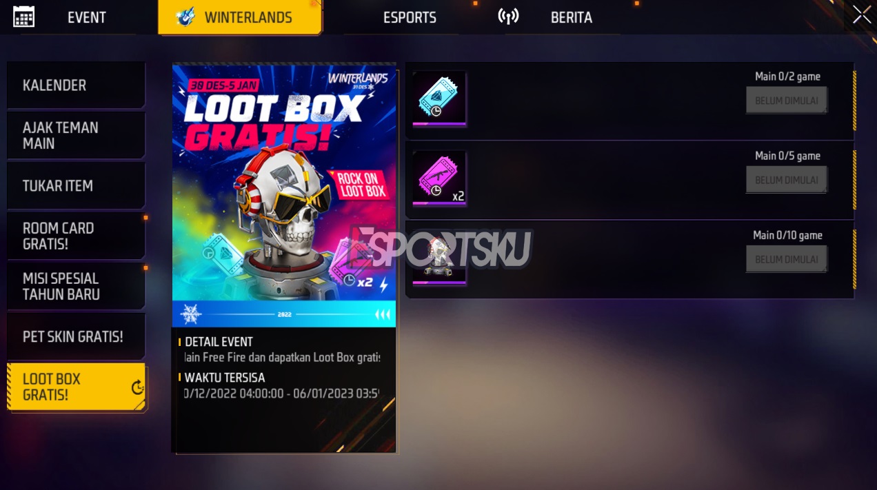 Cara Dapatkan Skin Rock On Loot Box Free Fire (FF) – Esportsku