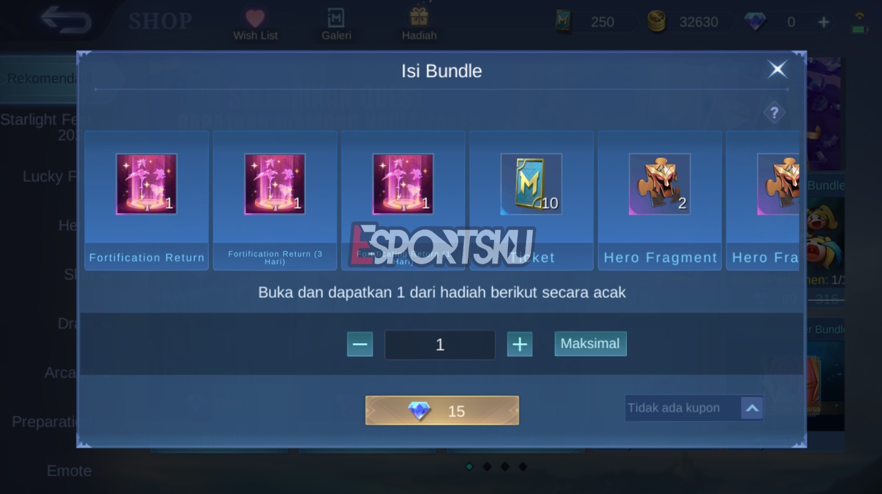 Harga Recall Fortification Return Mobile Legends (ML) – Esportsku