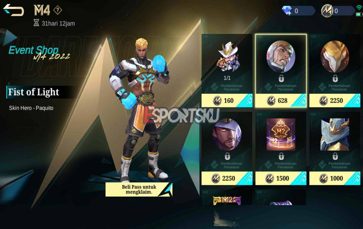 Harga Skin Paquito Fist of Light Special Mobile Legends (ML) – Esportsku