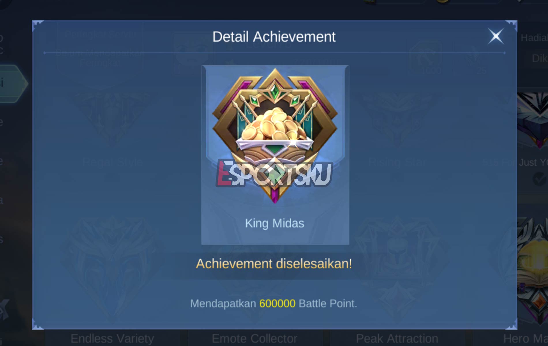 King Midas Mobile Legends (ML), Sultan Battle Point! – Esportsku