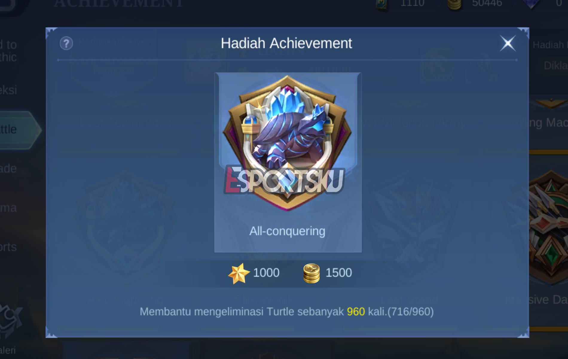 Achievement All Conquering Mobile Legends (ML) – Esportsku