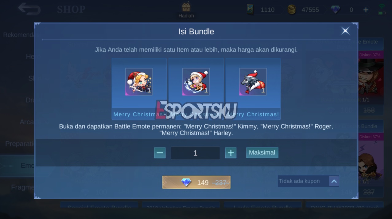 Cara Dapatkan Battle Emote Merry Christmas Mobile Legends (ML) – Esportsku