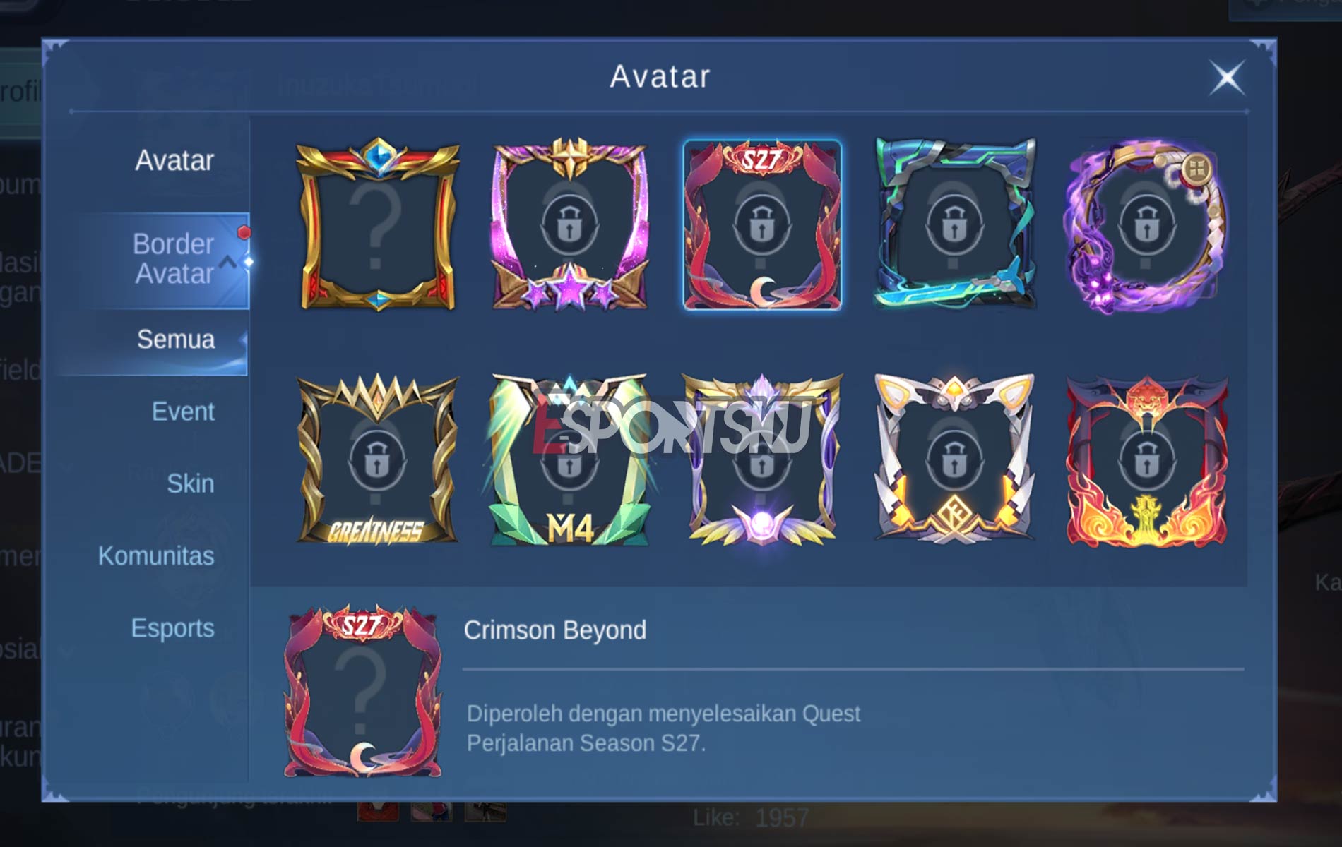 Cara Dapatkan Border Avatar Crimson Beyond Mobile Legends (ML) – Esportsku
