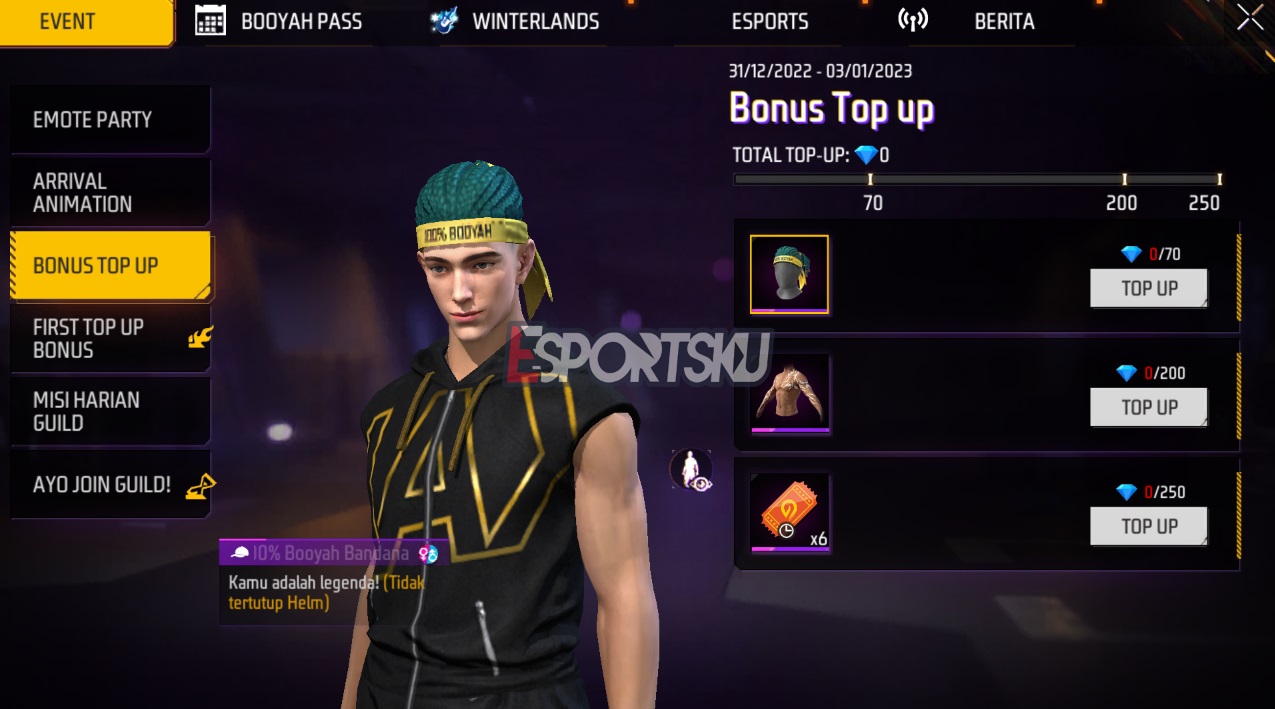 Cara Dapatkan Skin Booyah Bandana dan Baju Incandescent Tattoo Free ...