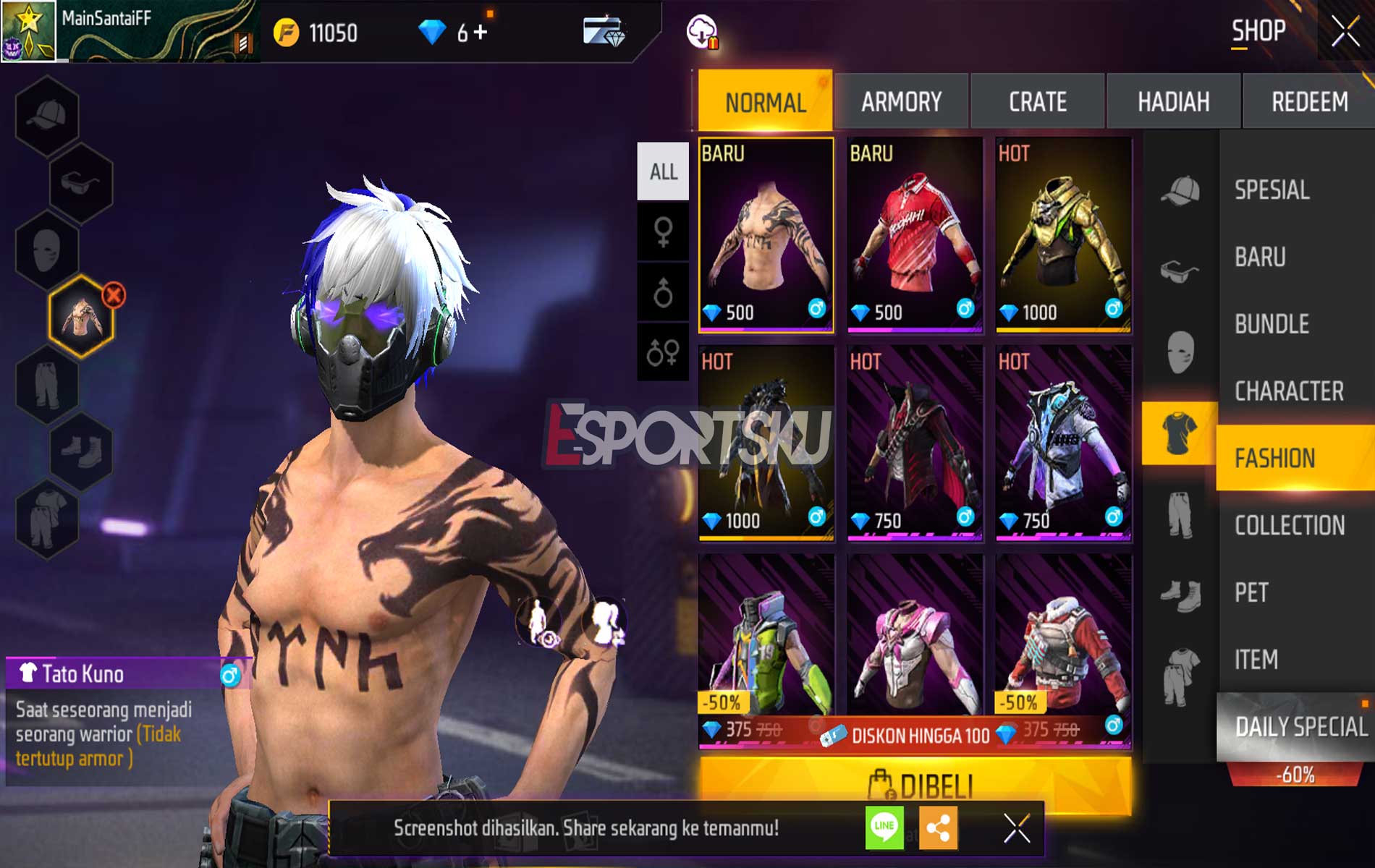 Cara Dapatkan Skin Tato Kuno Free Fire (FF) – Esportsku