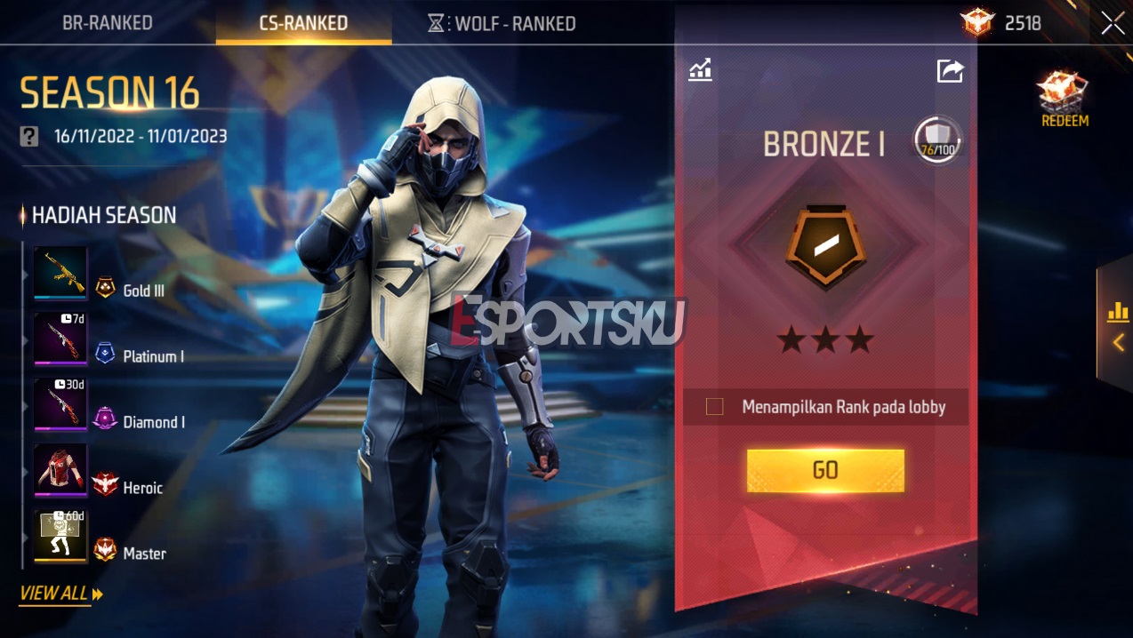 Berapa Lama Player Free Fire (FF) Capai Rank Master BR dan CS? – Esportsku