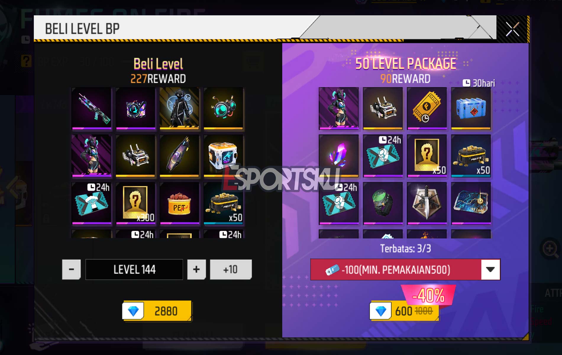 Makin Banyak! Inilah Total Level Booyah Pass Free Fire (FF) – Esportsku