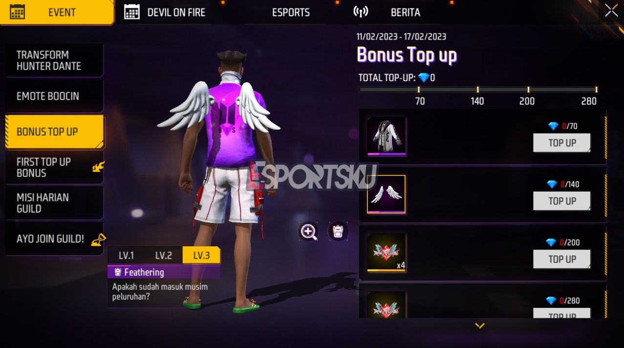 Cara Dapatkan Backpack Feathering Free Fire (FF) – Esportsku