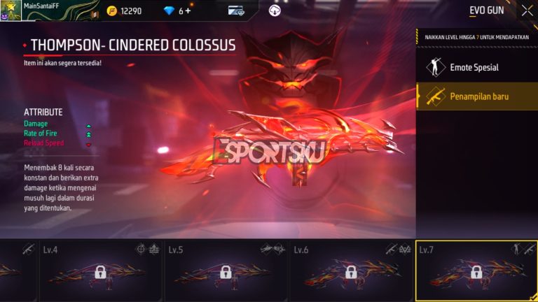 Total Harga dan Diamond Evo Gun Thompson Free Fire (FF) – Esportsku