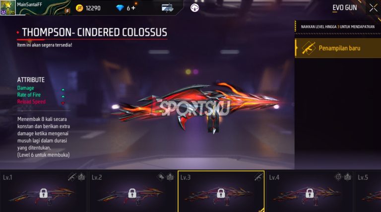 7 Level Evolution Gun Thompson FF, Cindered Colossus Free Fire – Esportsku